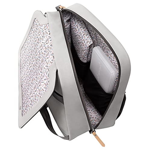 Petunia Pickle Bottom Meta Backpack | Diaper Bag Backpack for Parents | Comfortable, Spacious, & Sleek for On The Go Moms & Dads | Grey Pearl Nubuck Leatherette