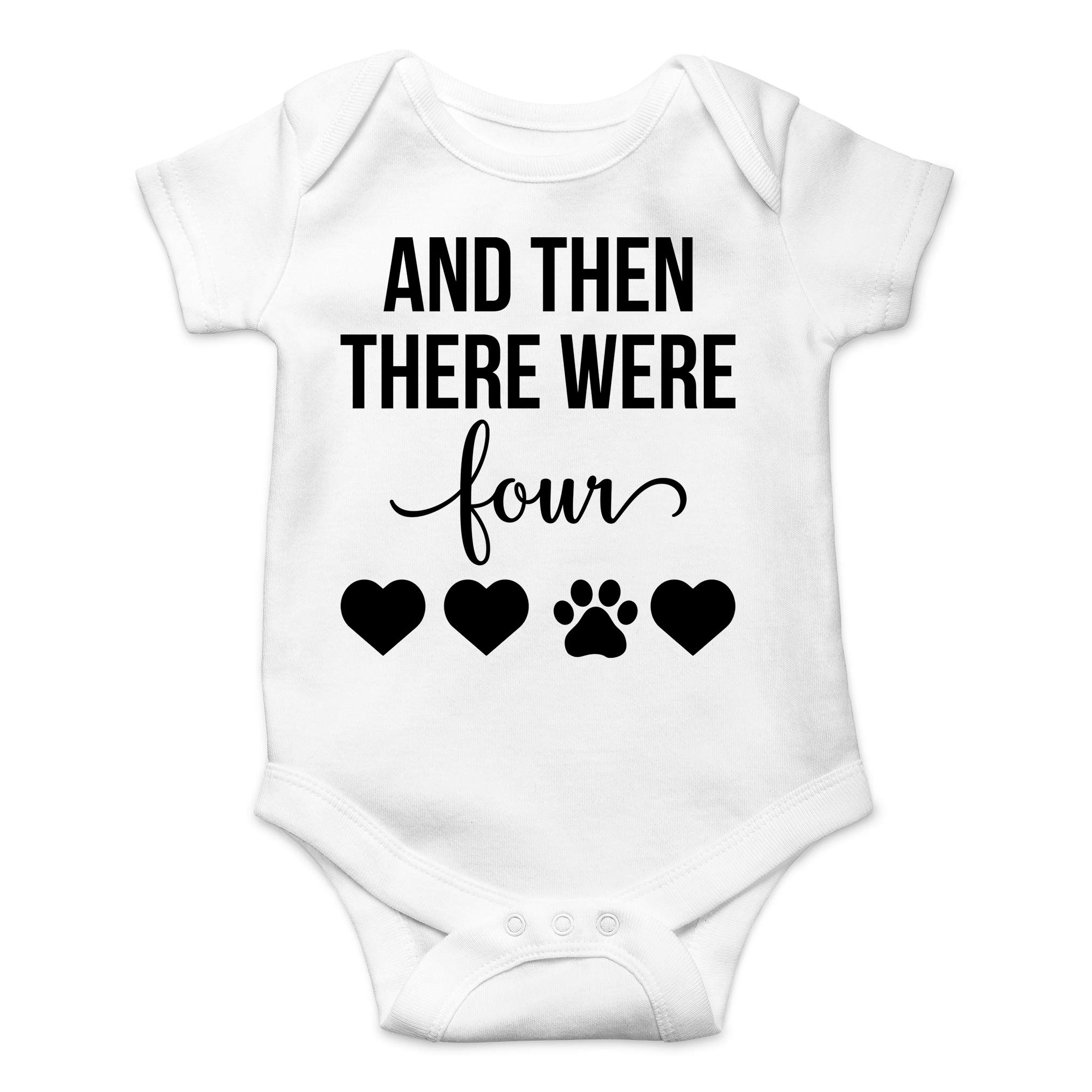 AW Fashions And Then There Were Four Baby Bodysuit Cute Newborn Boy Outfit Funny Baby Romper Girl Clothes (Newborn, White)