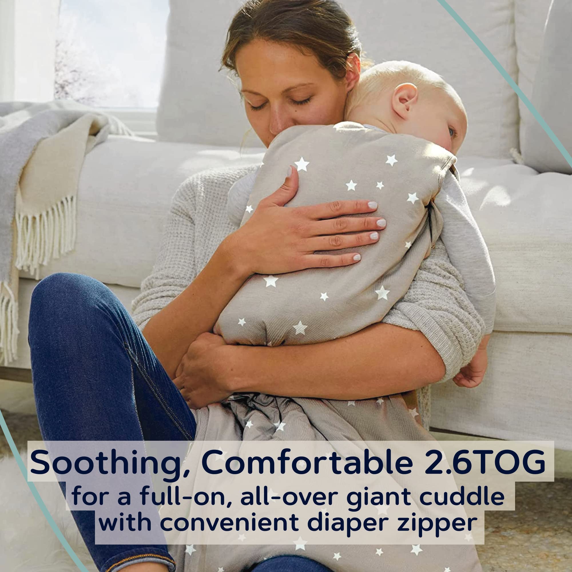 GUNAMUNA Unisex Baby Sleep Bag, Sleep Sack Sleeping Bag for Infants Toddlers, Easy Changing Diaper Zipper, 2.6 TOG, Shine, 3-9 Months