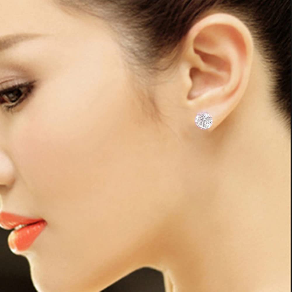 12 Pairs Stud Earrings Set,Hypoallergenic Cubic Zirconia Earrings,316L Stainless Steel CZ Stud Earrings for Women 8mm