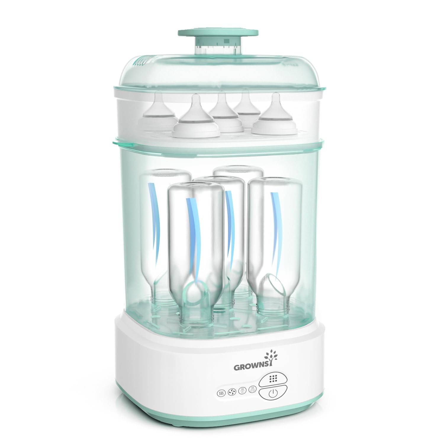 GROWNSY Bottle Dryer Compact Electric Baby Bottle Steamer, Bottle Dryer for Baby Bottles, Pacifiers, Pump Parts Green