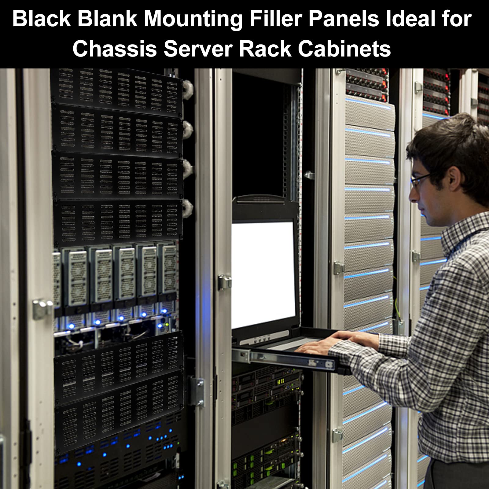 1U/2U/3U/4U Vented Blank Panel, Metal Rack Mount Filler Panel, Blank Panel Rack Mount Filler Panel for Server Rack Enclosure or Network Cabinet, with 16 Pairs Screw