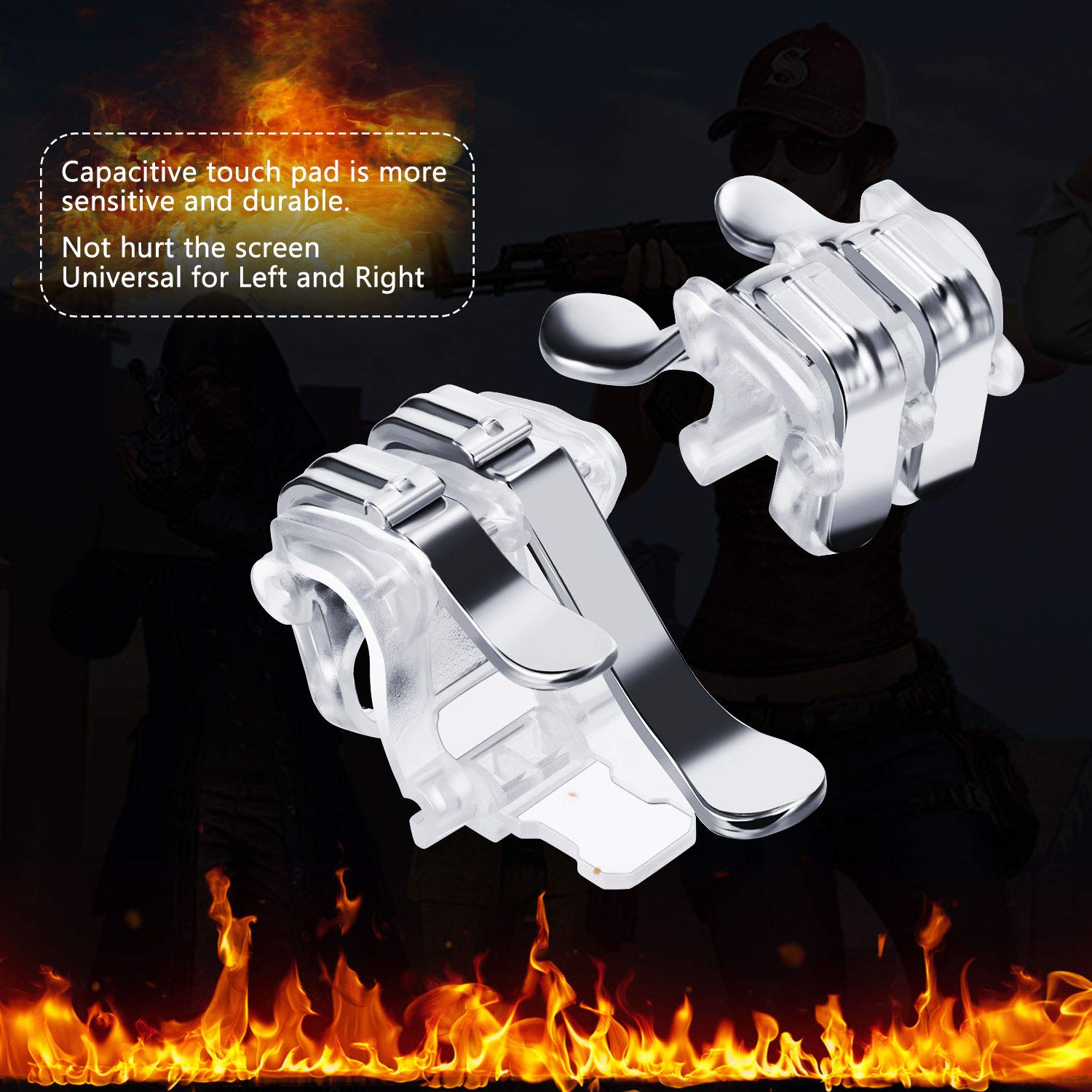 14 Pieces Finger Sleeve Gaming Set Includes 12 Gaming Thumb Sleeve with 2 Mobile L1R1 Game Triggers for Mobile Phone Games