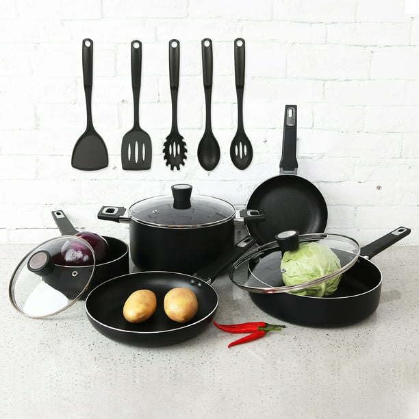 13 Piece Non-stick Cookware Set, Kitchen Kitchenware Cooking Pots & Pans Kits, Dishwasher Safe, Compatible with All Stovetops
