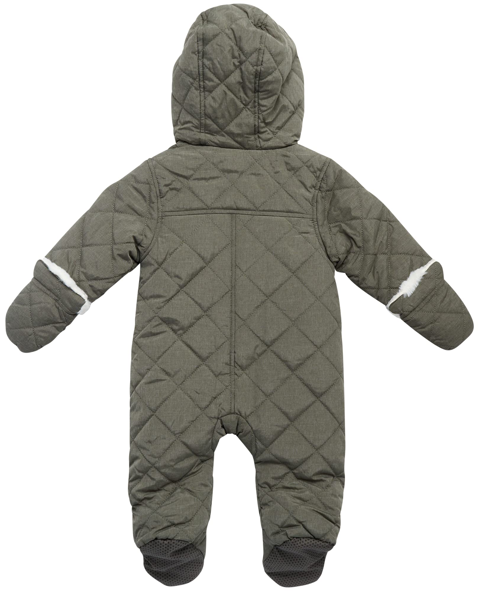 URBAN REPUBLIC Baby Boys' Pram Snowsuit - Quilted Fleece Lined Snowsuit with Gloves - Outerwear Coveralls (Sizes: 3-9M), Size 6M, Olive