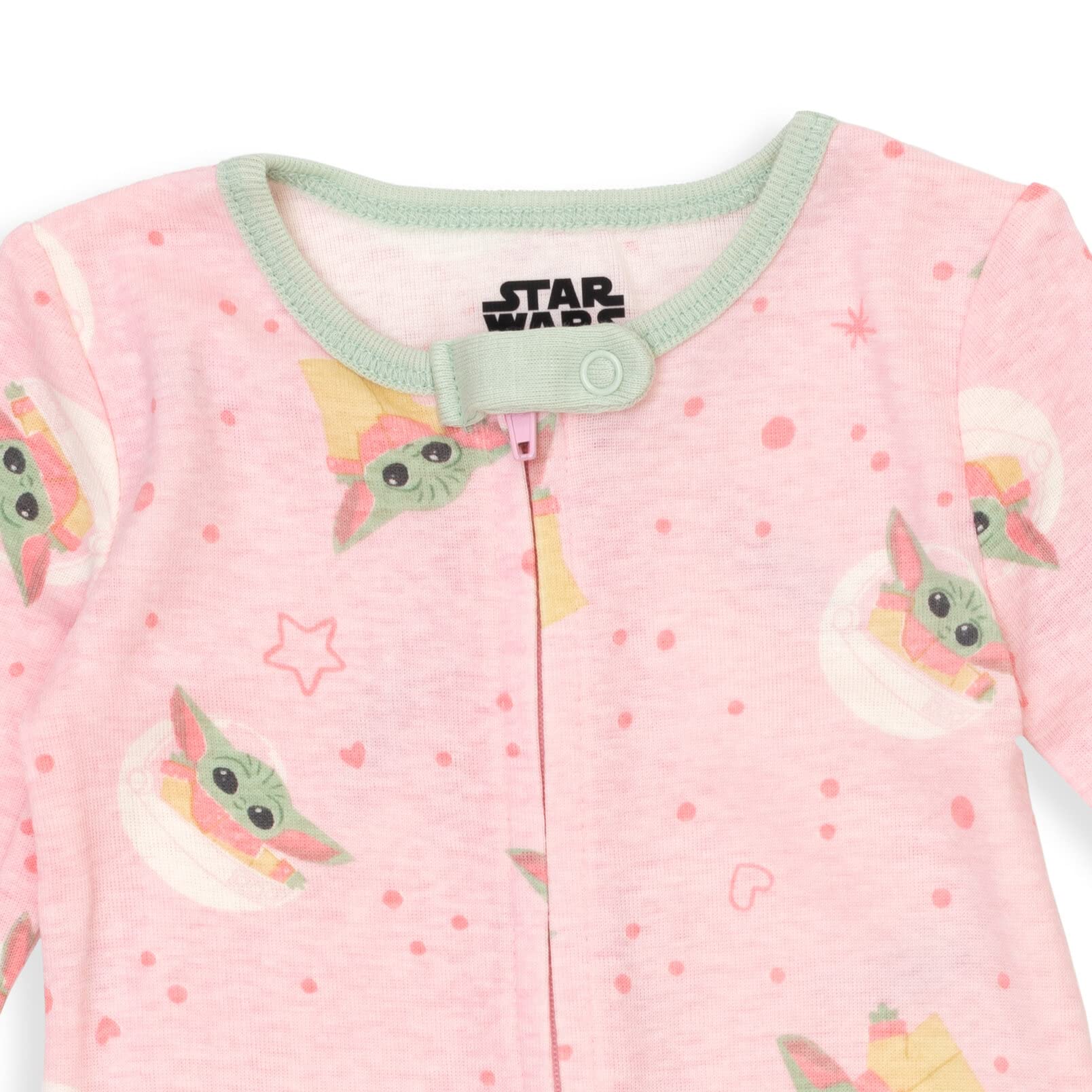 STAR WARS The Child Newborn Baby Girls 2 Pack Zip Up Sleep N' Plays Pink/Green 3-6 Months