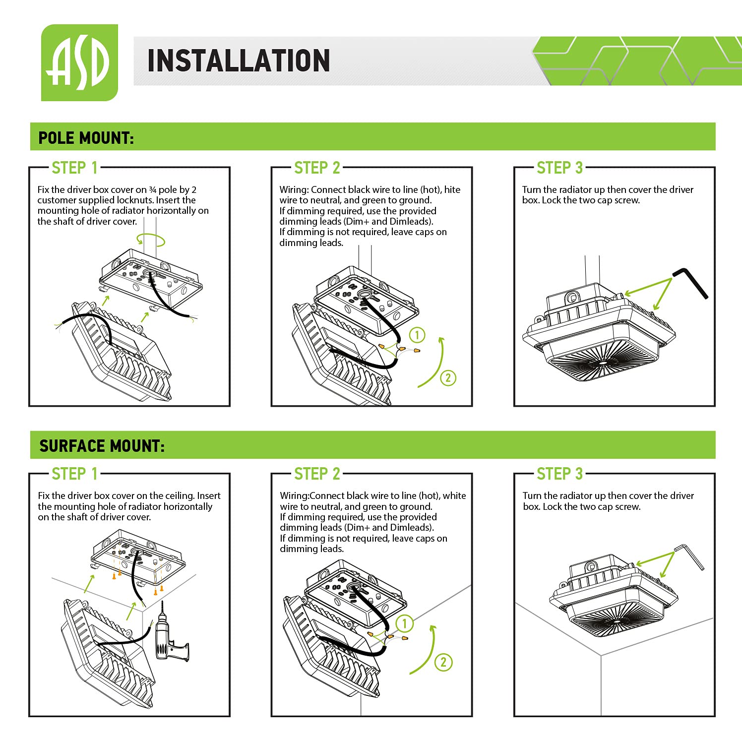 ASD Bronze LED Canopy Light with Motion Sensor 55W 7305Lm 4000K Dimmable IP65 Outdoor Ceiling Lights with J-Box - Carport Light Fixture - Gas Station and Garage Light - LED Parking Lot Light UL & DLC