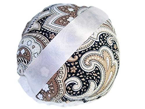 Brown Paisley Print Fluffy Fleece Powder Puff for Dusting Powder - Large