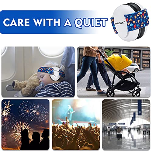 WORCBGIO Infant Ear Protection Headphones with Adjustable Elastic Headband&Comfortable White Muffs Baby Earmuff Helps Sleep Well & Reduce Noise (Planet,White
