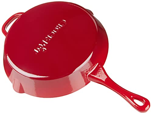 Crock Pot Artisan Cast Iron Skillet, 12 Inch, Scarlet Red