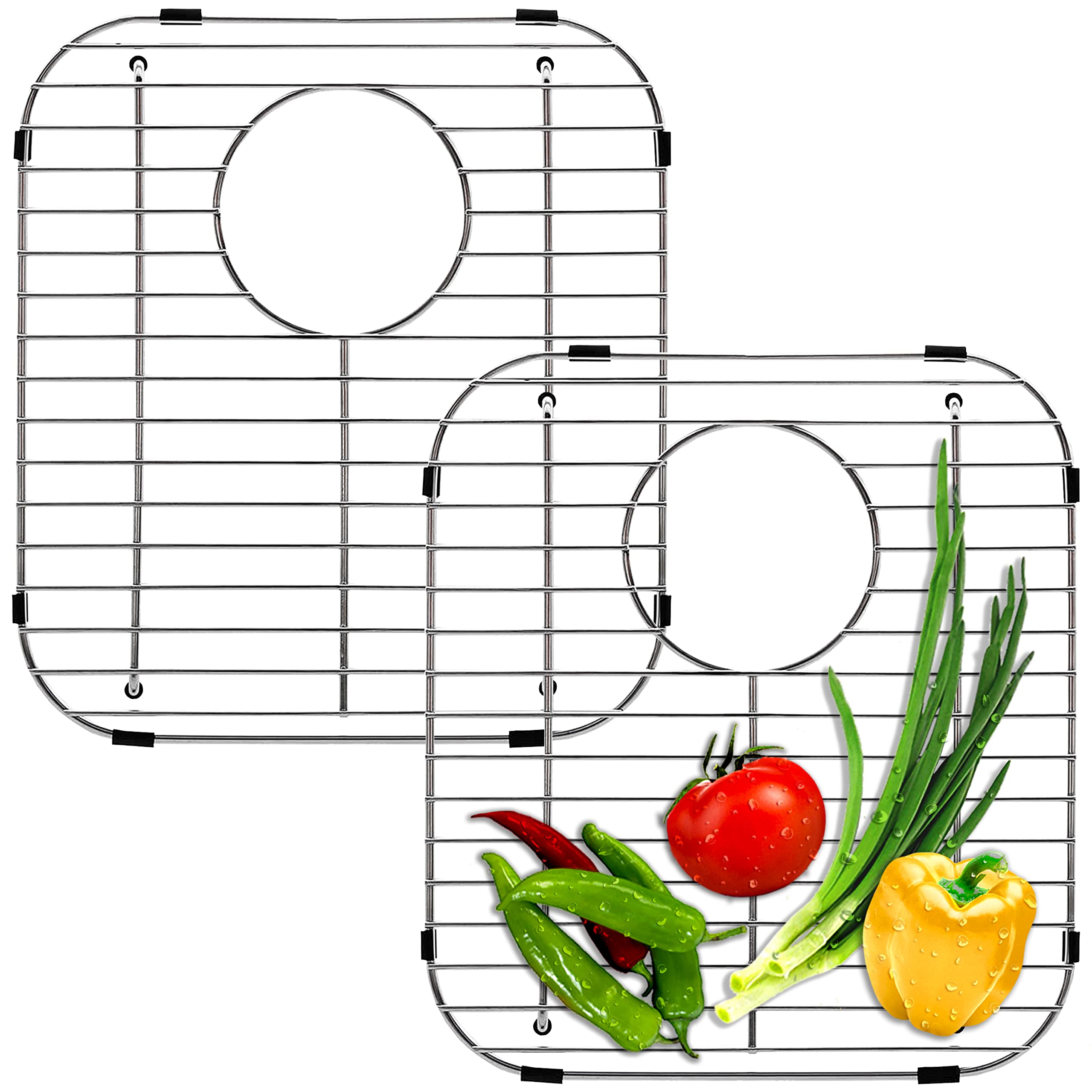 13" x 11-5/8" Sink Protectors for Kitchen Sink - 2 Pack of Stainless Steel Sink Protector - Sink Grate for Bottom of Kitchen Sink - Kitchen Sink Rack - Sink Bottom Grid