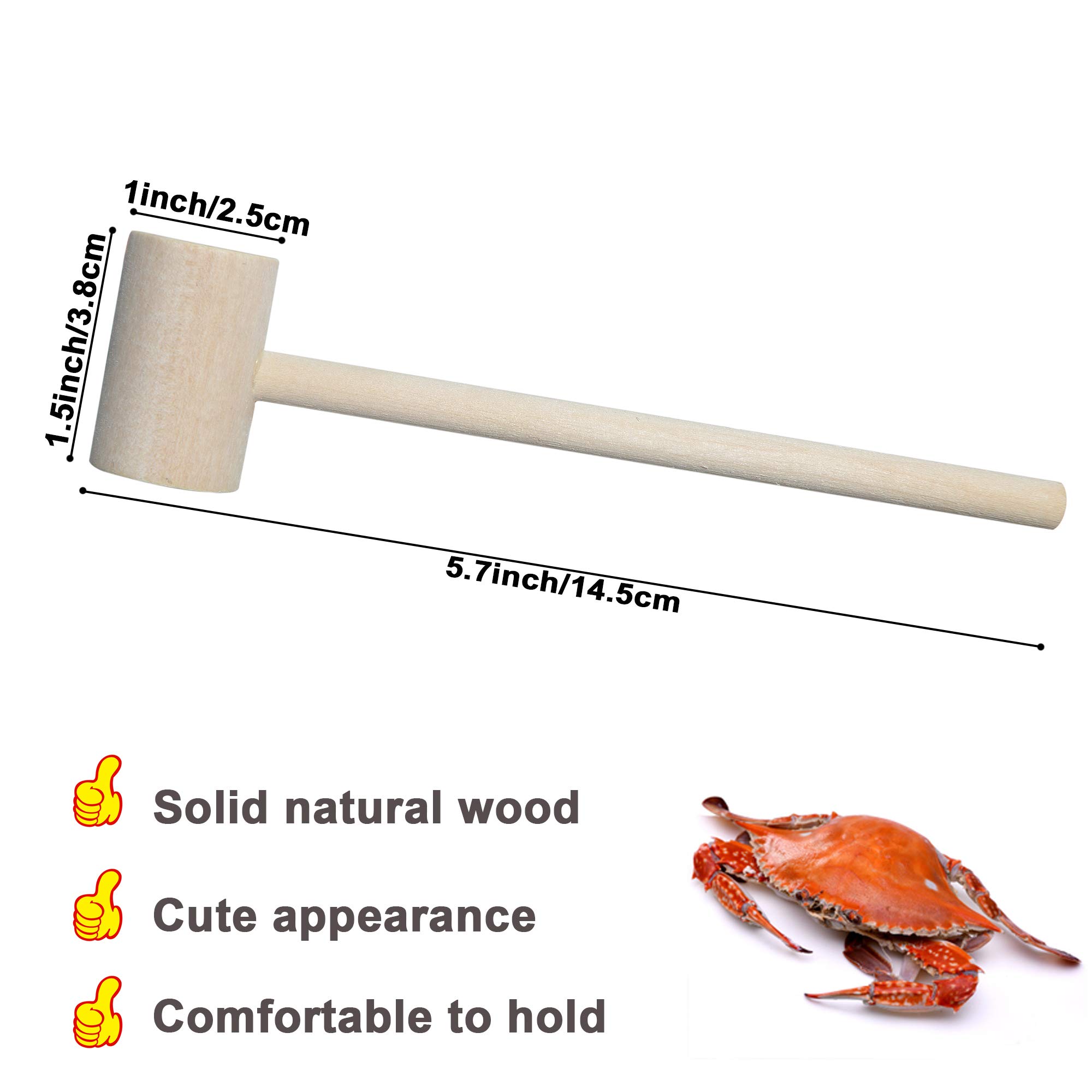 36 Pieces Mini Wooden Hammers Gavel Toy for Kids, Natural Wood Crab Lobster Seafood Mallets