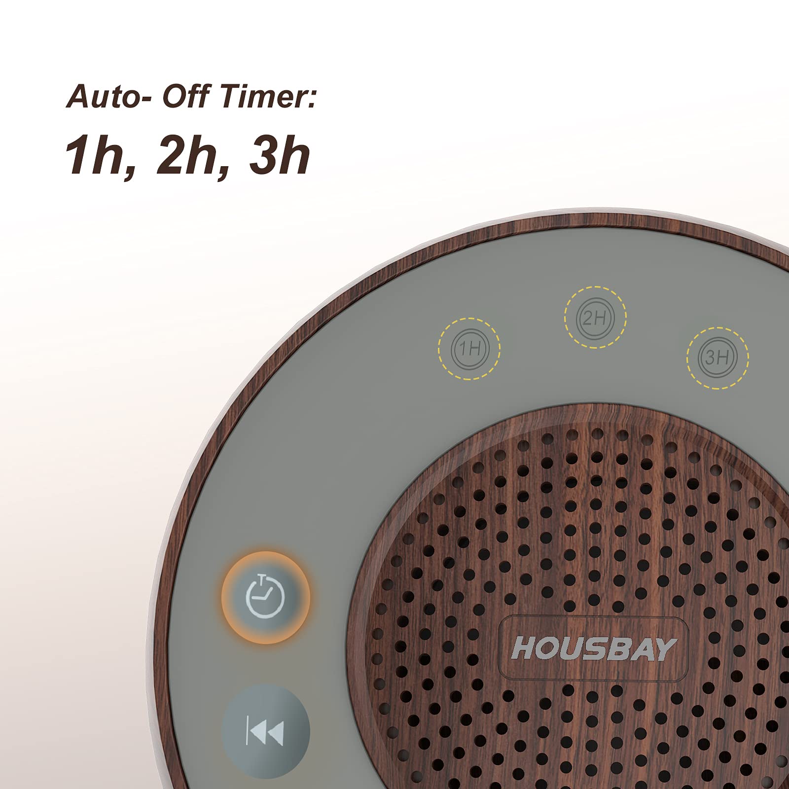 Housbay White Noise Machine with 31 High Fidelity Soothing Sounds, 5W High Power Loud Enough Speaker, Easy Volume Control, Sleep Timer, Sound Machine for Baby, Kids, Adults, Light Sleeper -Wood Grain