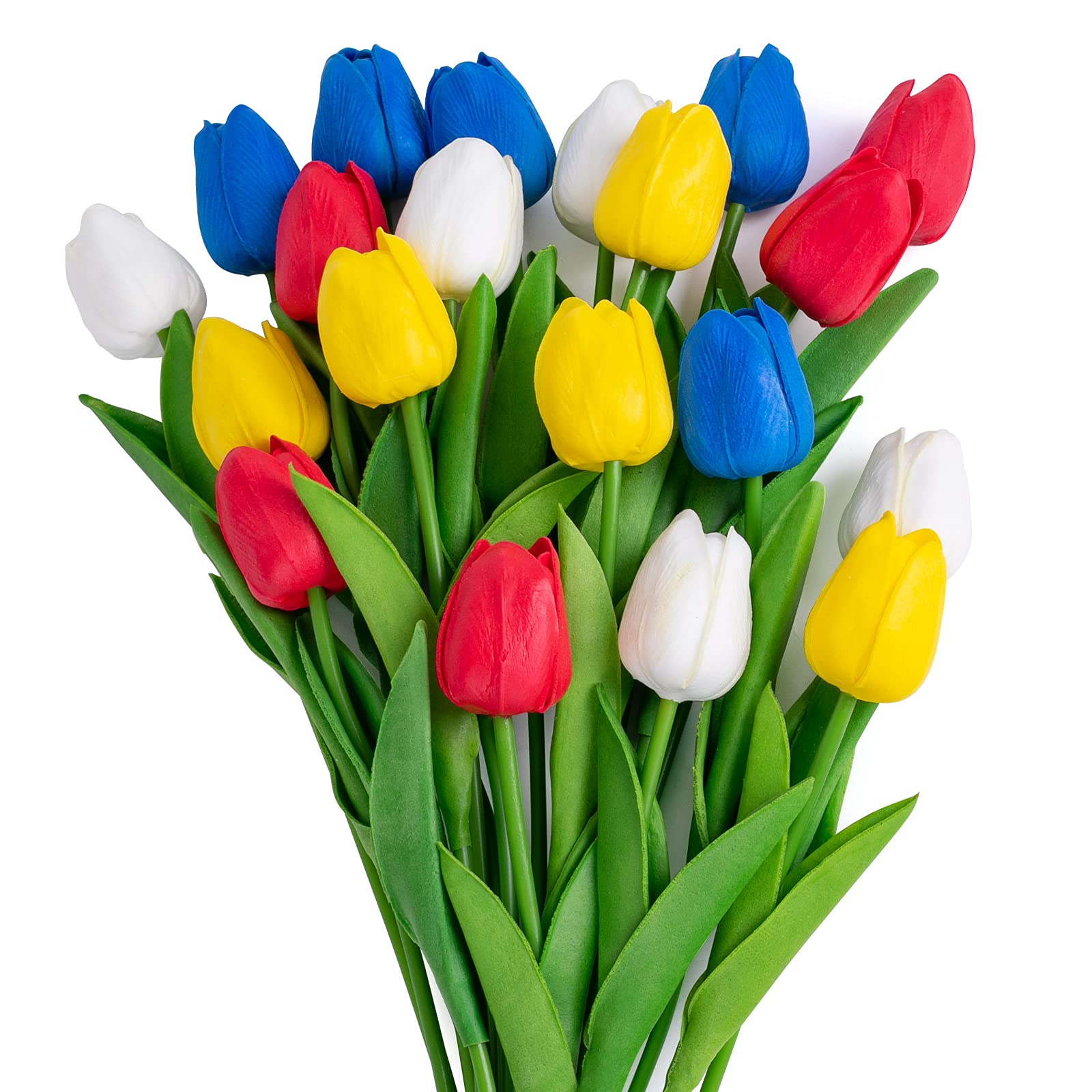 20pcs Fake Tulips Artificial Flowers for Decoration. Fake Flowers Artificial Tulip Bouquet Real Touch PU Faux Flowers for Valentines Day Anniversary Home Wedding Party Office Hotel Garden Floral DƩcor