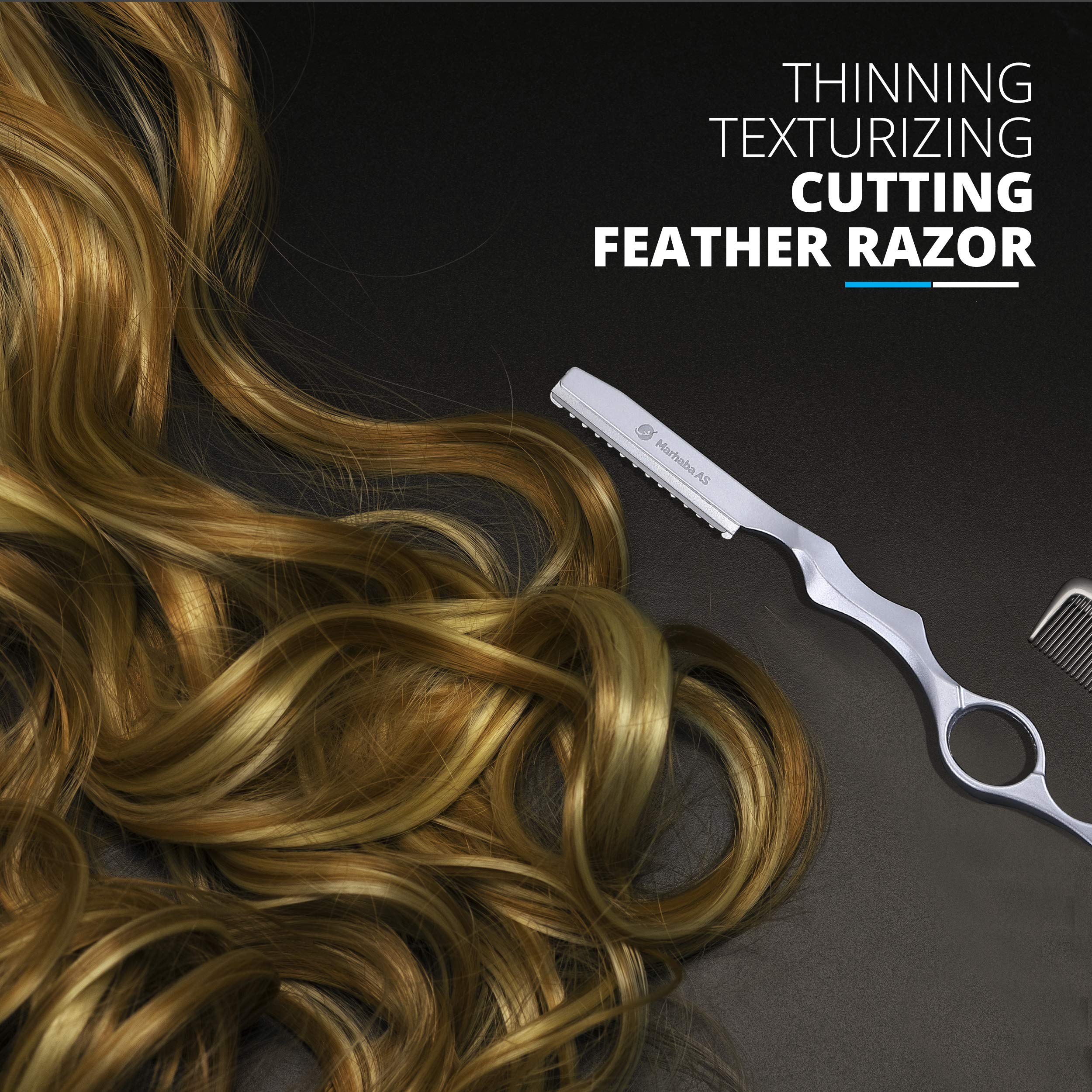 Marhaba AS Hair Cutting Scissors Kit - Professional 10 Piece Barber Scissors Set with Hair Scissors Thinning Shears for Hair Cutting, Stainless Steel Barber Scissors with Cape and Feather Razor