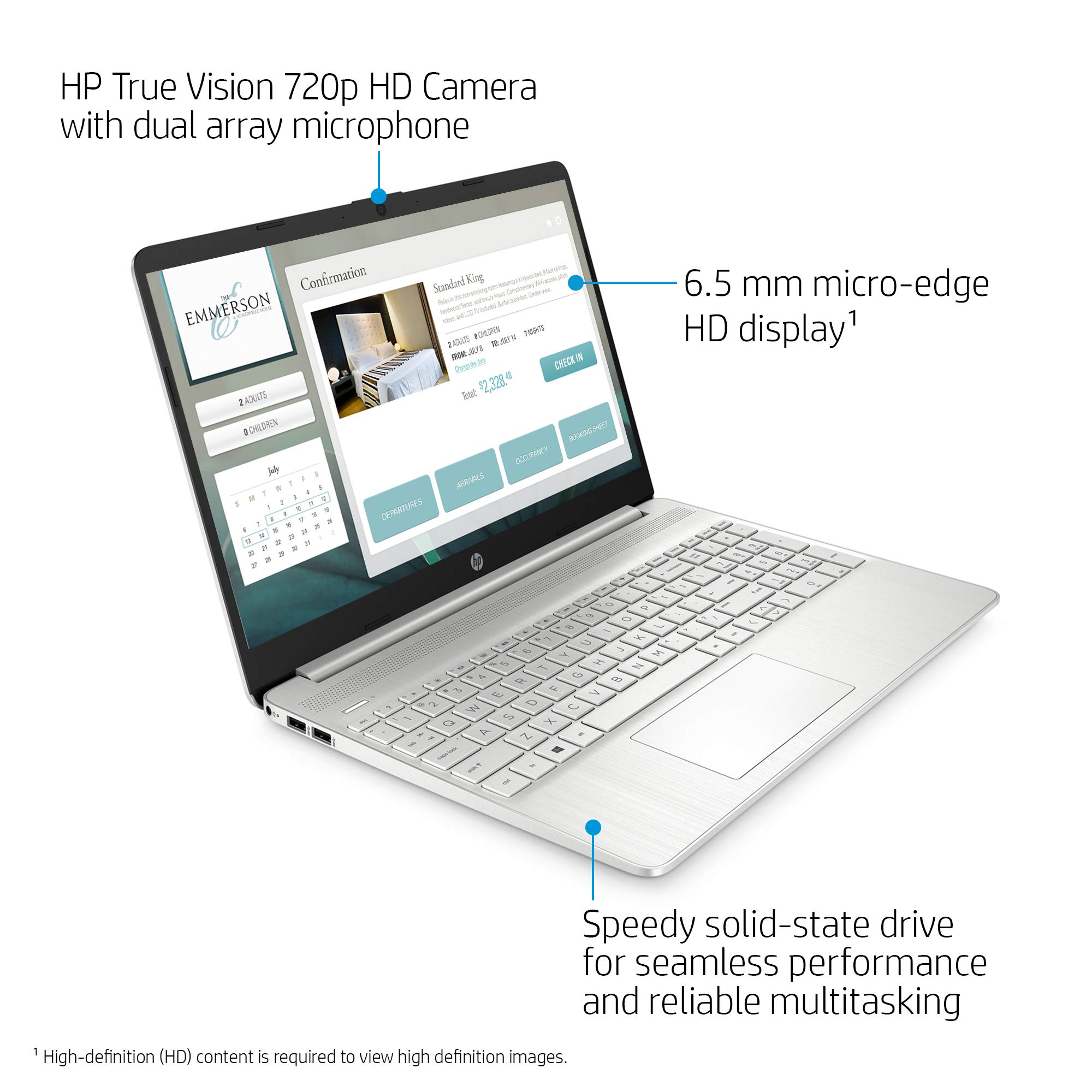 HP 2021 15.6" HD Laptop Computer, AMD Athlon Silver N3050U, 4GB RAM, 128GB SSD, HDMI, USB-C, WiFi, Webcam, Windows 10 S with Office 365 for 1 Year, Mouse, Sleeve + Fairywren Card (Pale Gold)