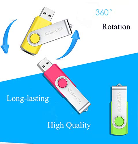 Flash Drive 8GB 5pcs Pack USB Memory Stick USB Flash Jump Drive with LED Indicator and lanyards by Viewfun (8GB, 5PCS-Multicolors(Red,Black,Blue,Green,Violet))
