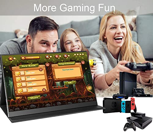 HONGO Portable Monitor Extremely Thin 15.6 Inch FHD 1080P Computer Gaming Dual Monitor USBC Display for Laptop PC Phone Xbox PS4 Switch, Smart Stand Included