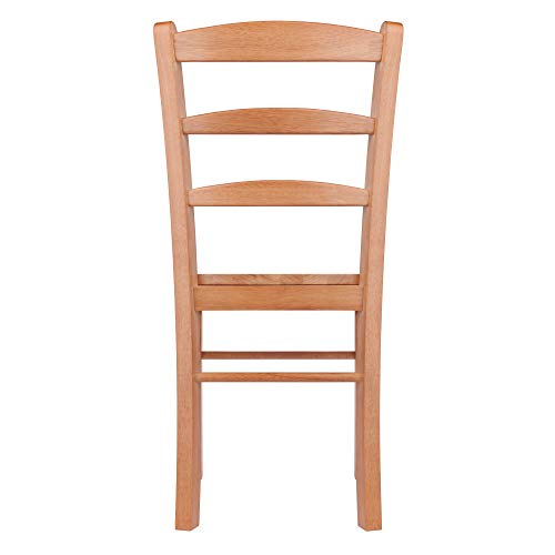 Contemporary Home Living Set of 2 Light Oak Beige Dining Chairs with Ladder Backrest, 34.50