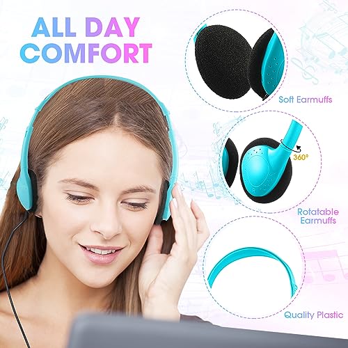 24 Pcs Headphones Bulk Classroom Headphones Adjustable over Head Earphones Wired Kids over Ear Headset with 3.5 mm Headphone Plug for School Classroom Airplane Students Children Adults (Classic Color)