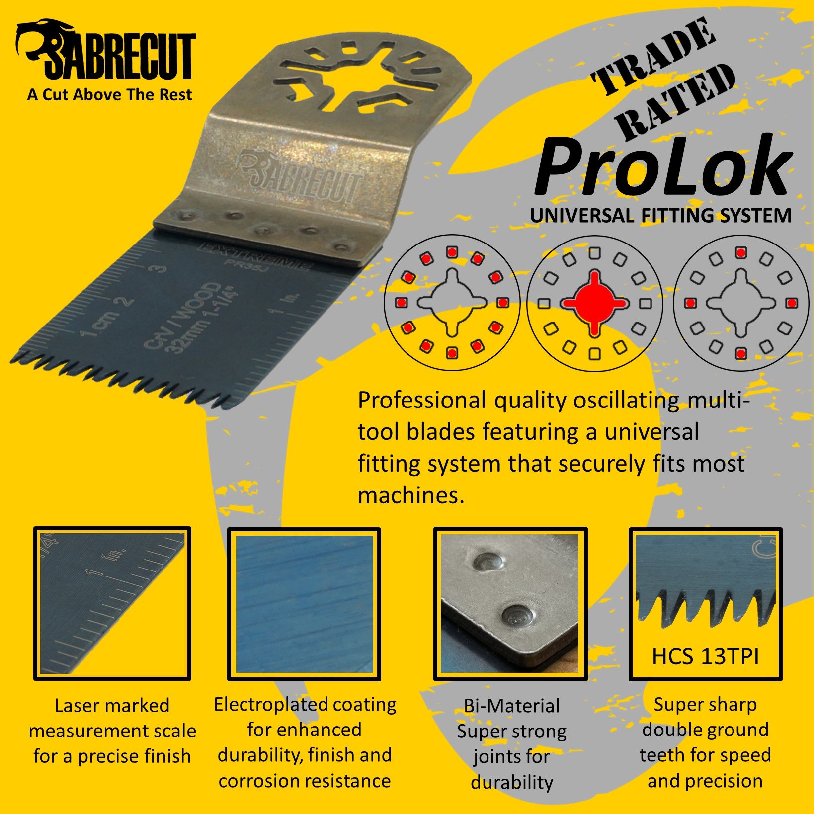 14 x SabreCut BB_PRK14 Premium OMT Mix Blades Case Compatible with Bosch Fein (Non-StarLock) MultiMaster Makita Milwaukee Genesis Chicago Craftsmen Nextec Rockwell Ryobi Hitachi Multi Tool Accessories