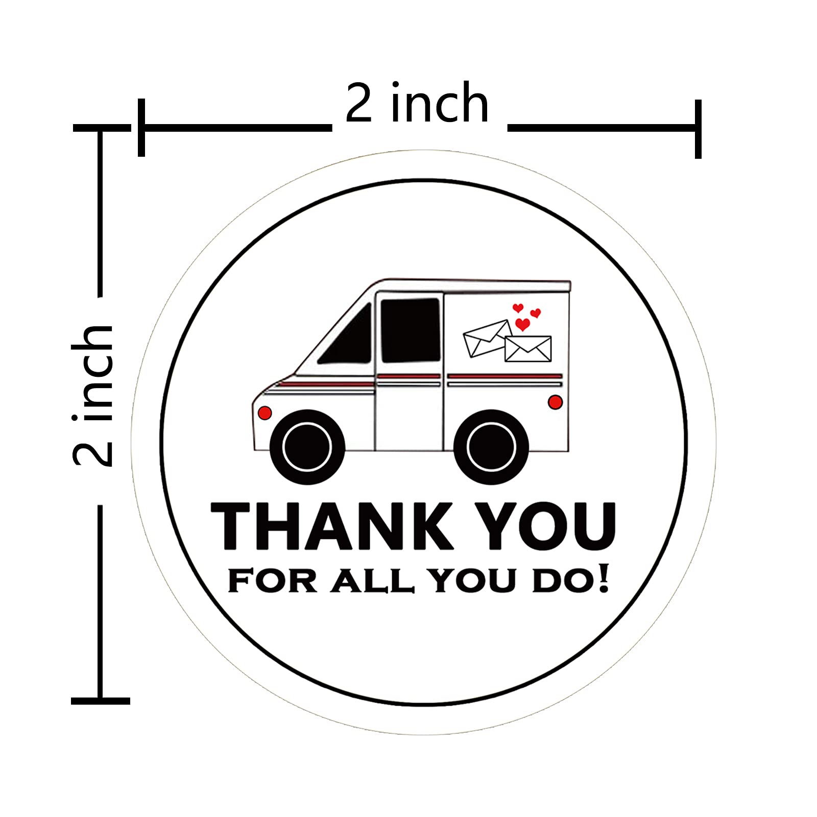 Top label Thank You Postal Worker Stickers,Postal Appreciation Themed Stickers for Package Sealing,2 Inch 500 Pcs
