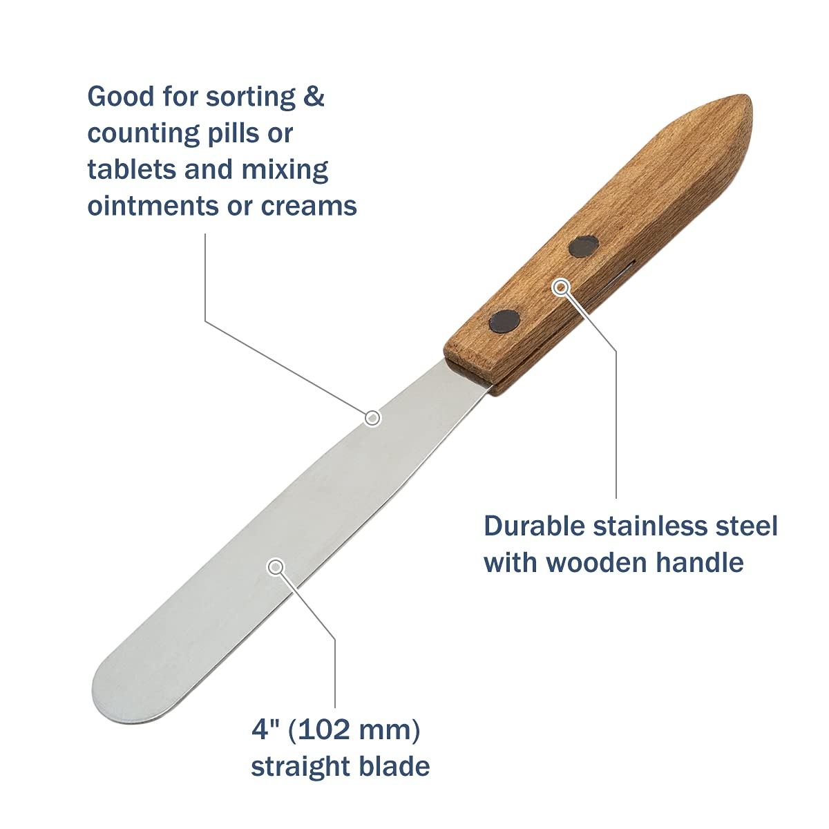 Apothecary Products Stainless Steel Spatula and Blade, for Pills, Medicine, Vitamins (4 in)