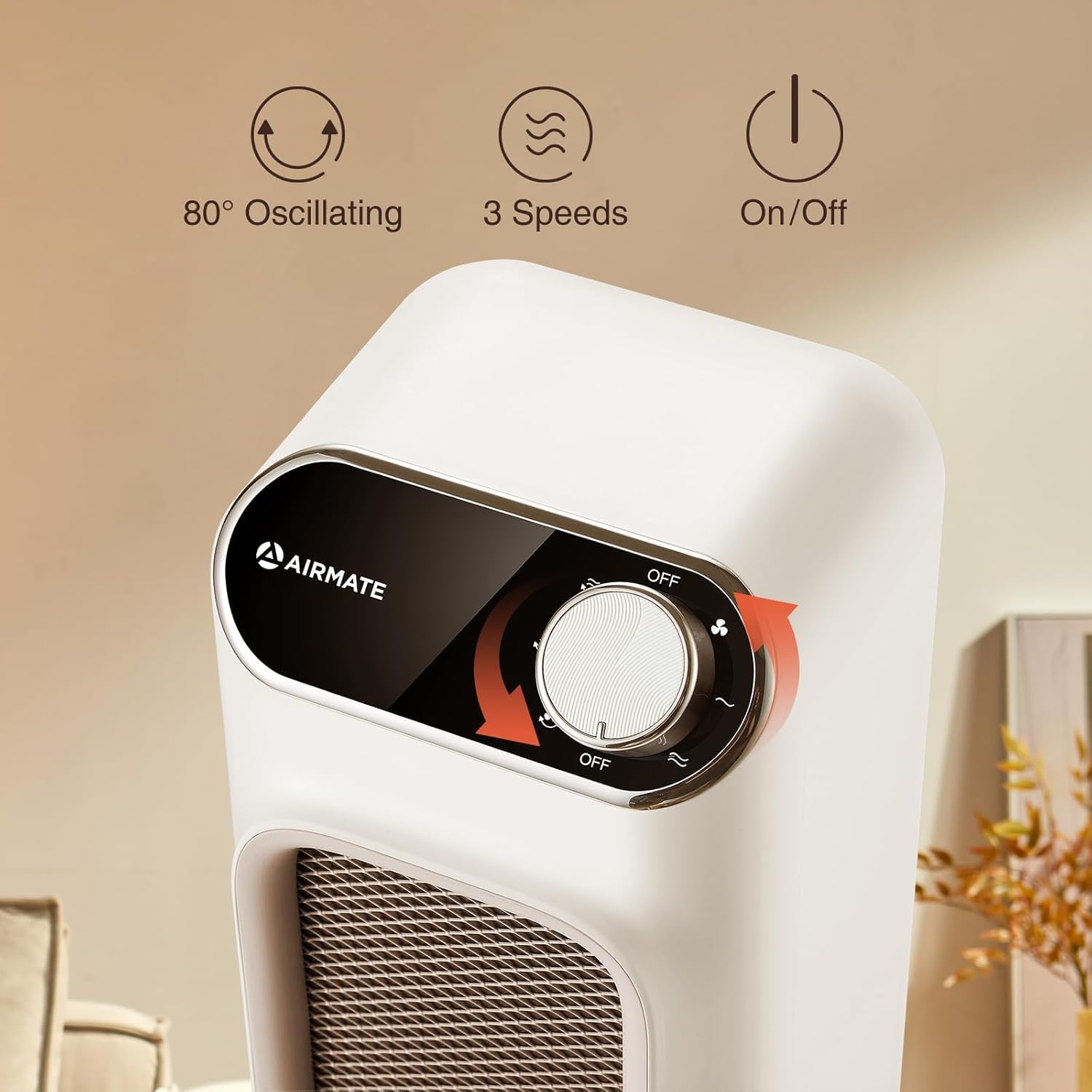 25" Large Space Heater for Indoor Use,Fast Quiet Heating Portable Electric Heater, 80°Oscillating Room Heater for Office, Garage, Bedroom