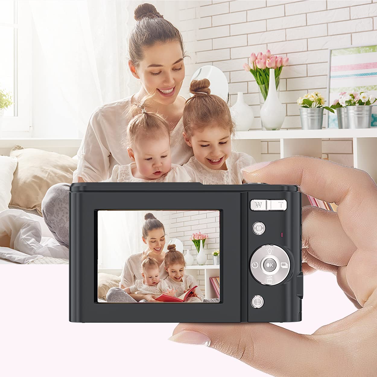 Digital Camera - Compact Vlogging Camera 1080P with 36.0 Mega Pixels 16X Digital Zoom, 2 Batteries, AUFOYA Portable Mini Camera for Photography, Kids, Students, Teens, Adult (Black)