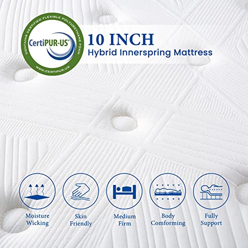 Coolvie Full Size Mattress, 10 Inch Full Hybrid Mattresses, Full Mattress in A Box, Individual Pocket Springs with Memory Foam Layer Probide Pain Relief Motion Isolation & Cool Sleep, 2023 New