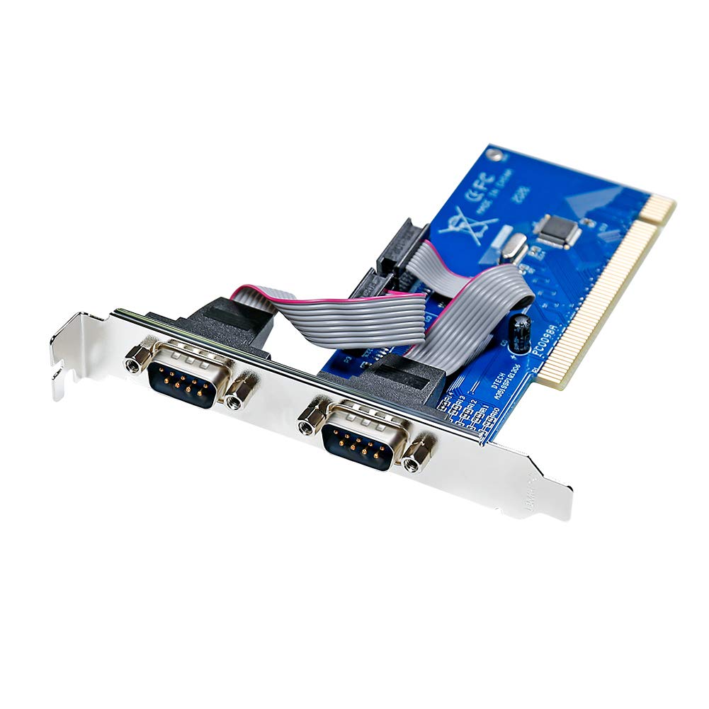 DTECH 2 Port PCI Serial Card PCI to COM Port DB9 RS232 Expansion Adapter for Desktop Computer PC Windows 10 8 7 XP Vista with 16C550 UART