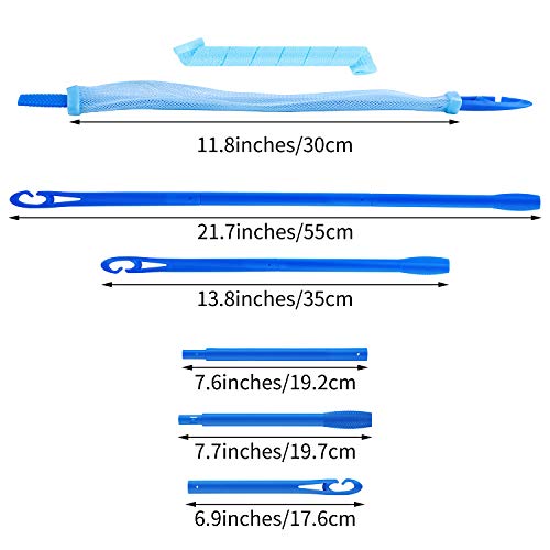 Elcoho 36 Pieces 30 cm Hair Curlers Spiral Curls Styling Kit Magic Hair Rollers with 3 Pieces Styling Hooks No Heat DIY Spiral Hair Roller with a Storage Bag Spiral Curls (4 colors) Blue