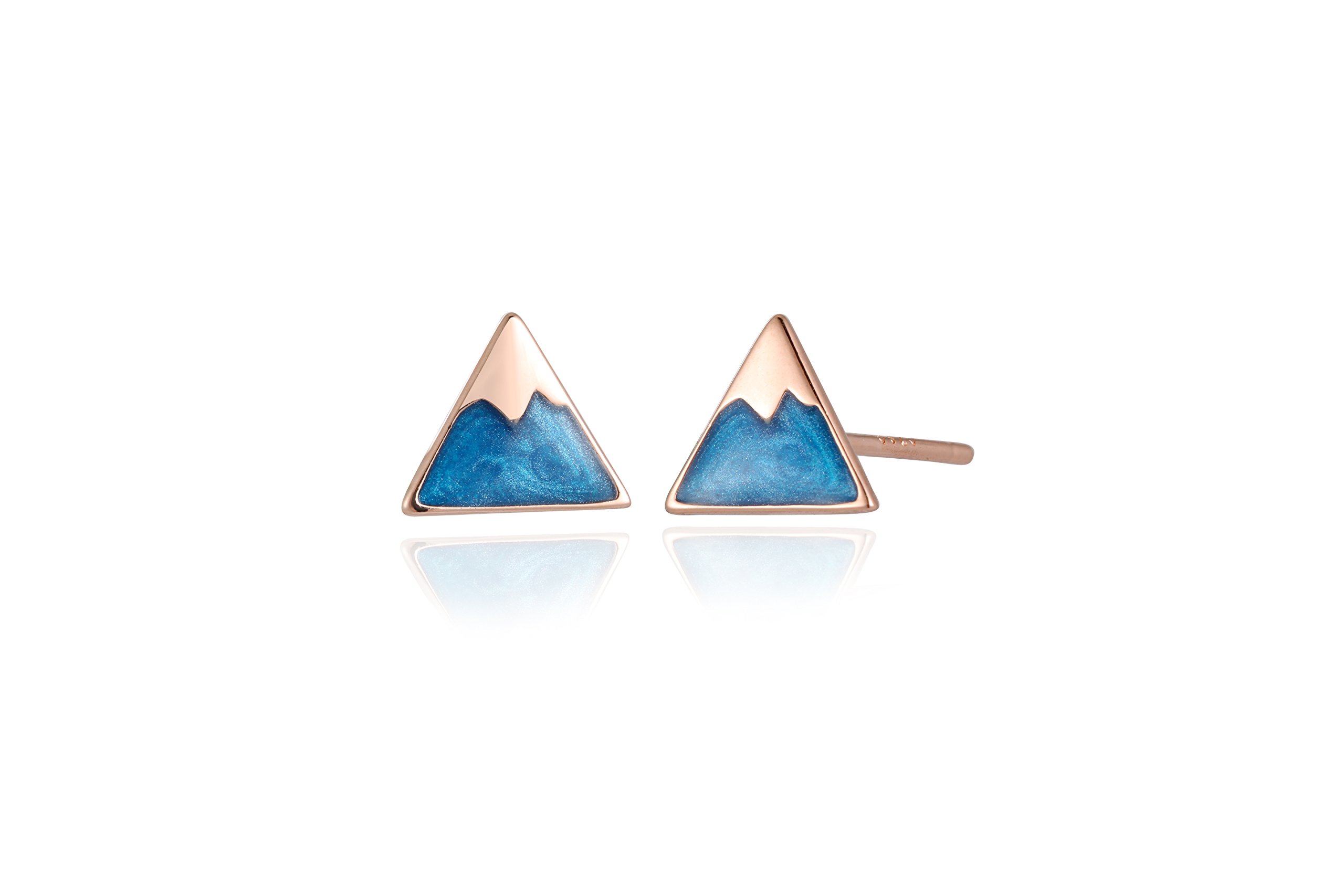 18k white gold plated 925 Sterling Sliver Aqua Blue Retro Triangle Stud Earrings Daily Collocation (18k white-gold-plated-silver)