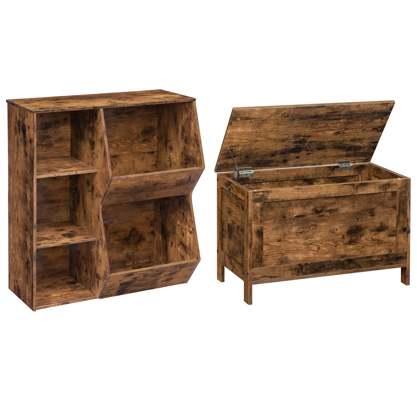 HOOBRO Storage Chest and Kids Bookshelf, Wooden Storage Box, Toy Storage Organizer BF75CW01-BF31CW01