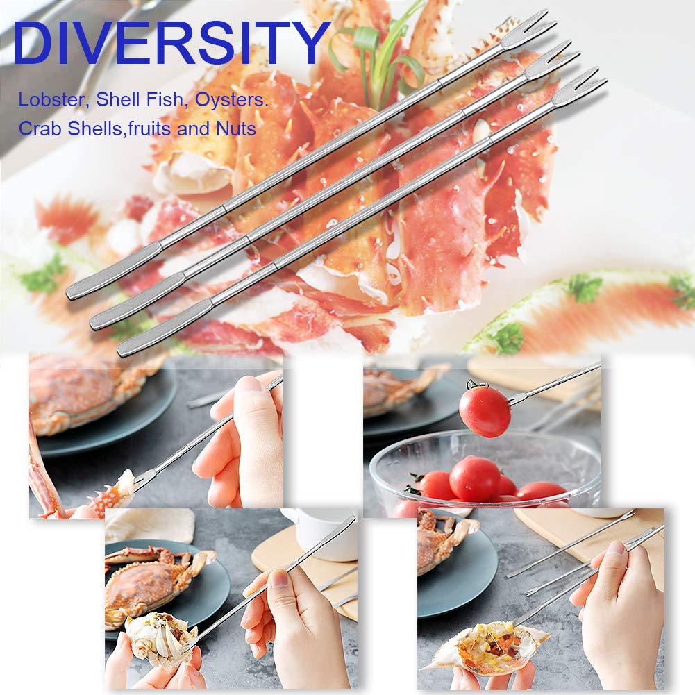 14 Pcs Seafood Tools Set, Angela&Alex Crab Feast Nutcracker Shrimp Deveiner Crab Pecan Leg Crackers Kits Opener Shellfish Kitchen Tableware Accessories (6 Forks + 2 Crab Crackers + 6 Lobster Shellers)