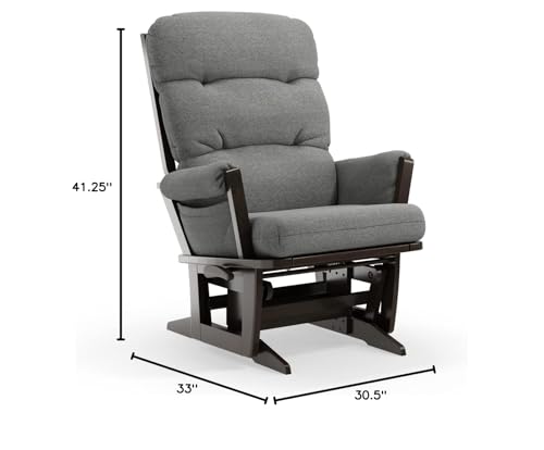 Dutailier Aspen 3111 Wooden Grand Glider Multiposition-Lock Recline, Espresso/Dark Grey