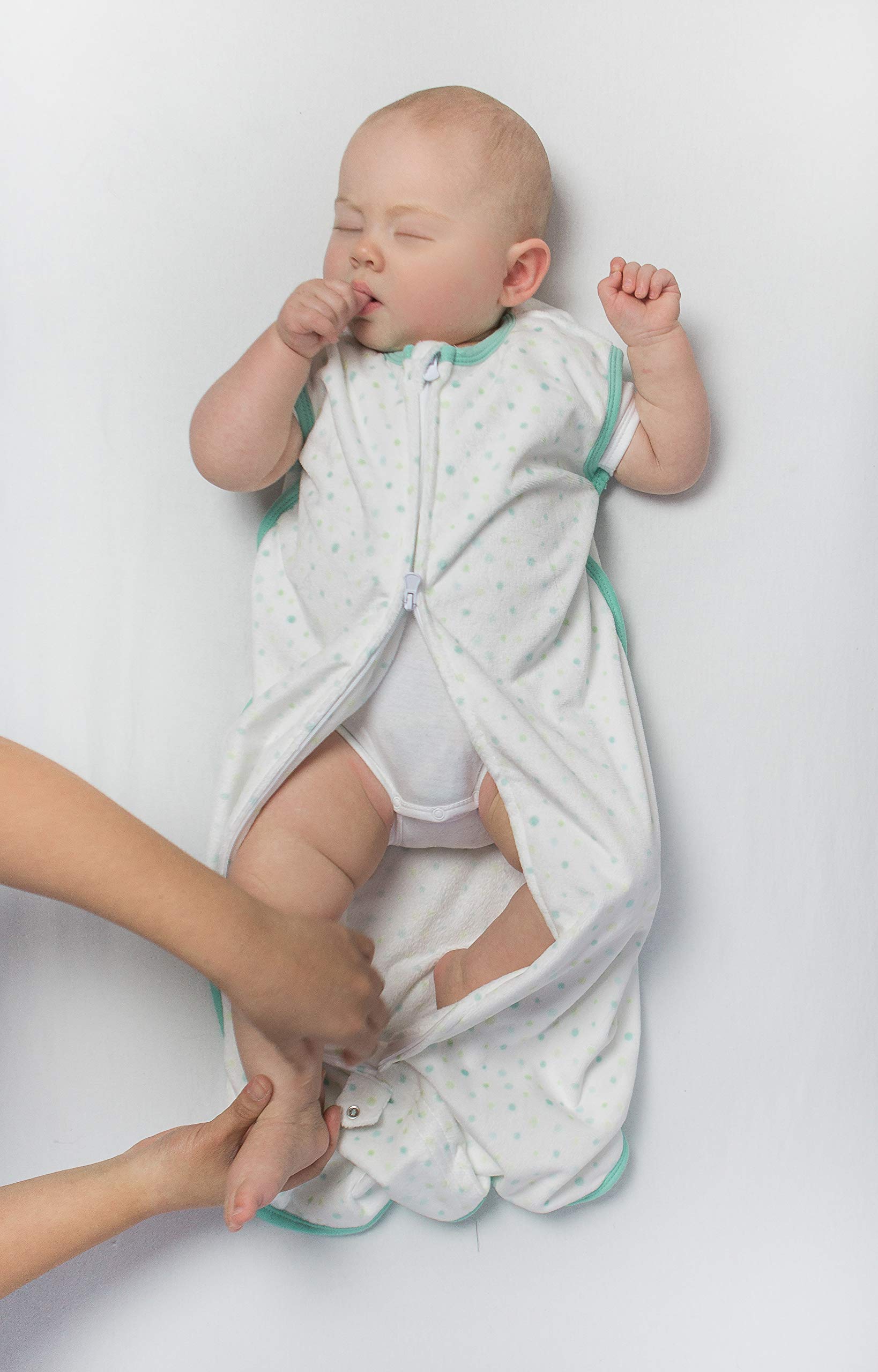 Amazing Baby Microfleece Sleeping Sack, Wearable Blanket with 2-Way Zipper, Use After Swaddle Transition, Playful Dots, SeaCrystal, Large 12-18 Month