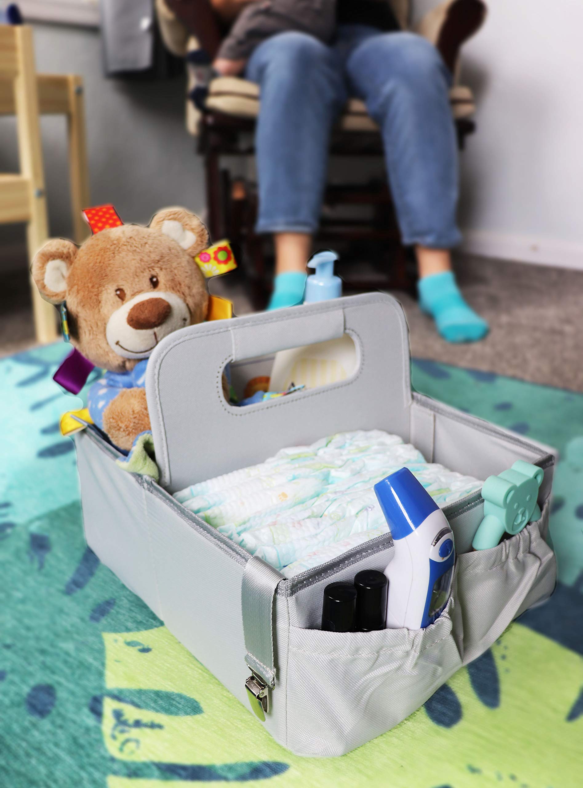 Baby Diaper Caddy Organizer Bag, Portable Essentials Storage Basket for Changing Table Nursery Station, Bags for Babies Diapers and Wet Wipes, Bottles, Pacifier, Lotions & Supplies Kit (Organizer Bag)