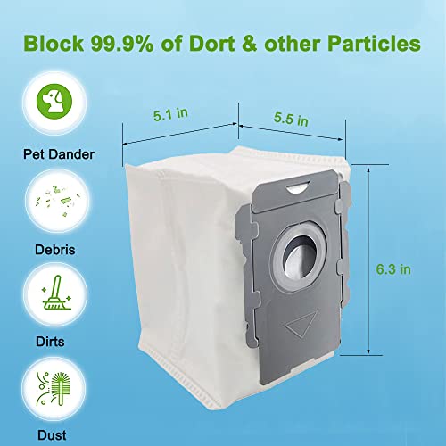 8Pack Vacuum Bags Replacement for irobot Roomba i8,i8+(8550),i7,i7Plus,i6,i6+(6550),i4,i4+(4552),i3,i3+(3550),s9+(9550),s9, j7+,j7 Vacuum Clean Base with Automatic Dirt Disposal Bin Bags(8PACK)
