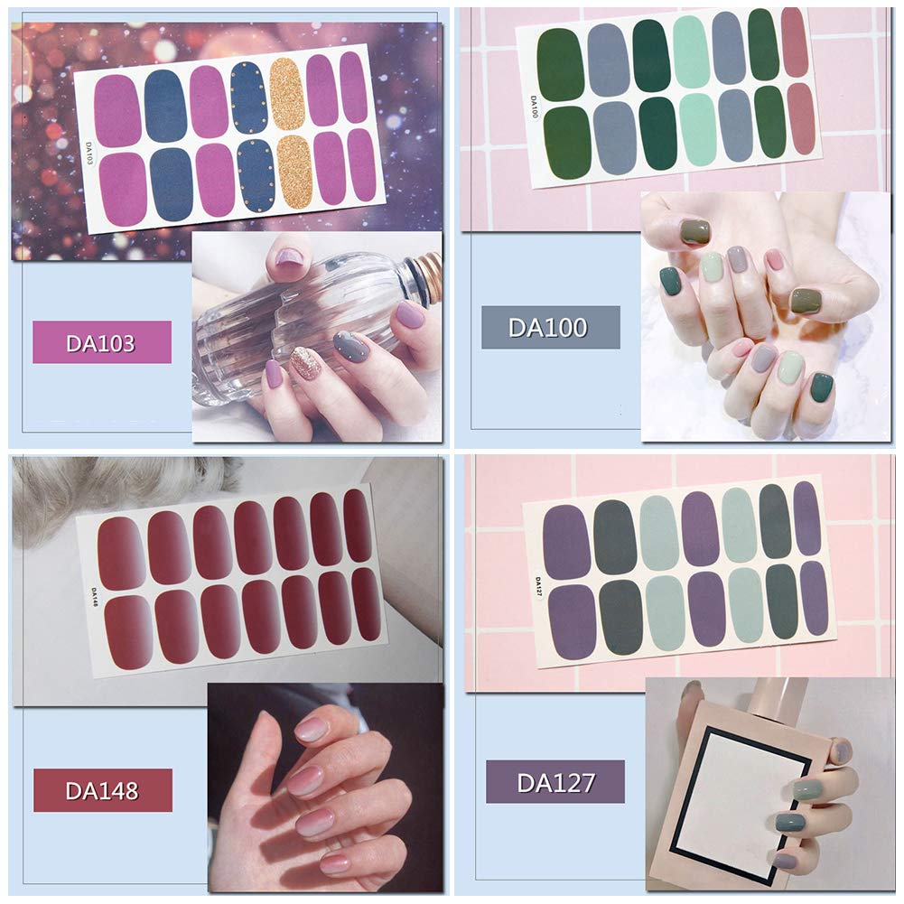 14 Sheets Nail Wraps Full Nail Art Polish Stickers,Self-Adhesive Nail Art Decals Strips Manicure Kits Nail Art Designs