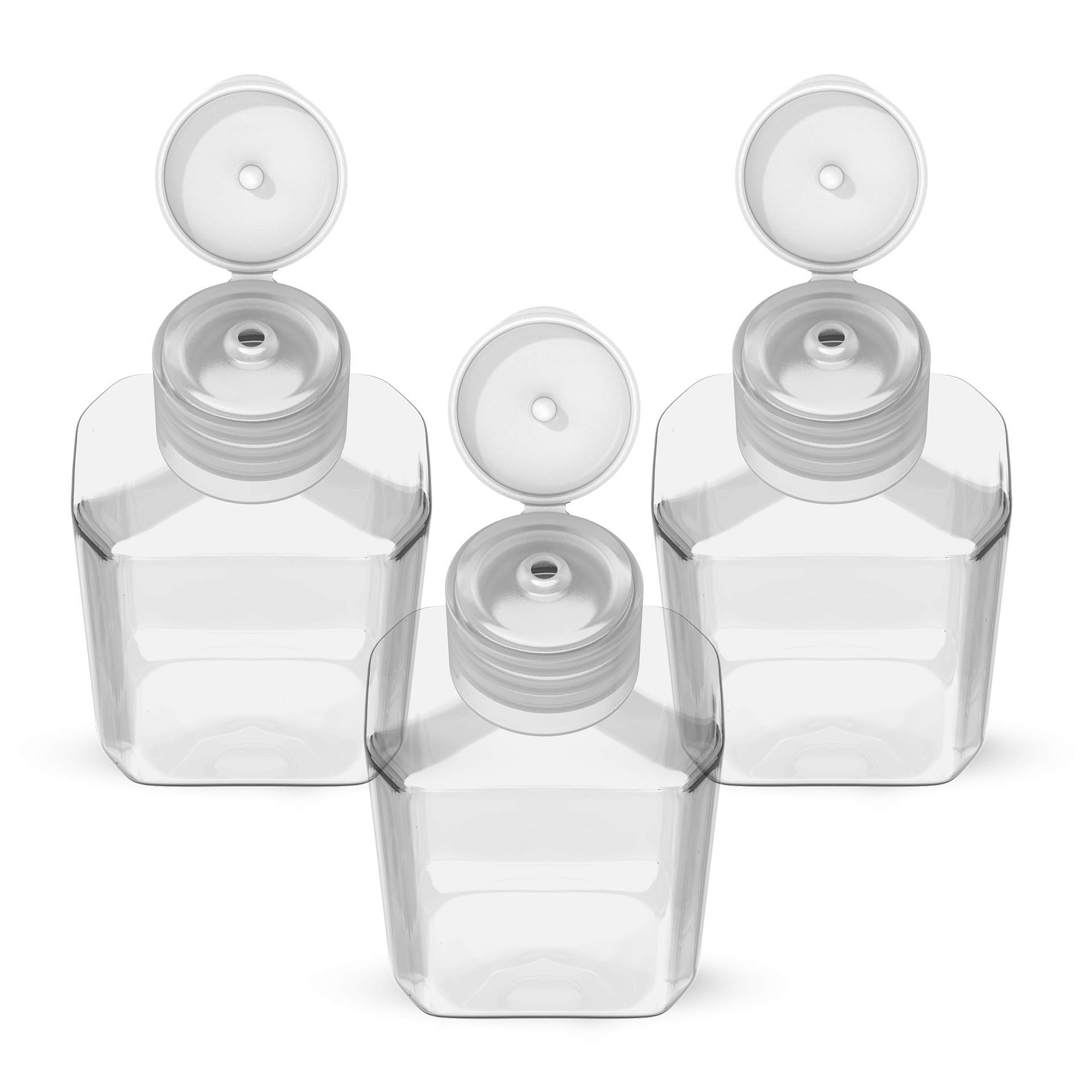 100 Pack x 2 oz (60 ml) Empty Clear PET Plastic Bottles With Flip Top Caps