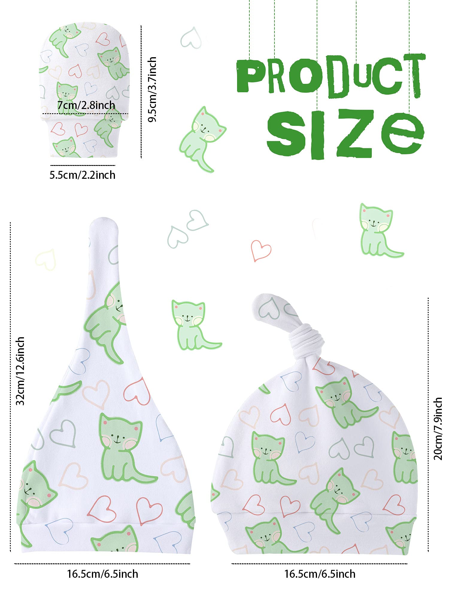 Newborn Baby Hats Mittens Set Blank Sublimation Infant Baby Hats White Newborn Beanie Soft Mittens for 0-12 Months (15)
