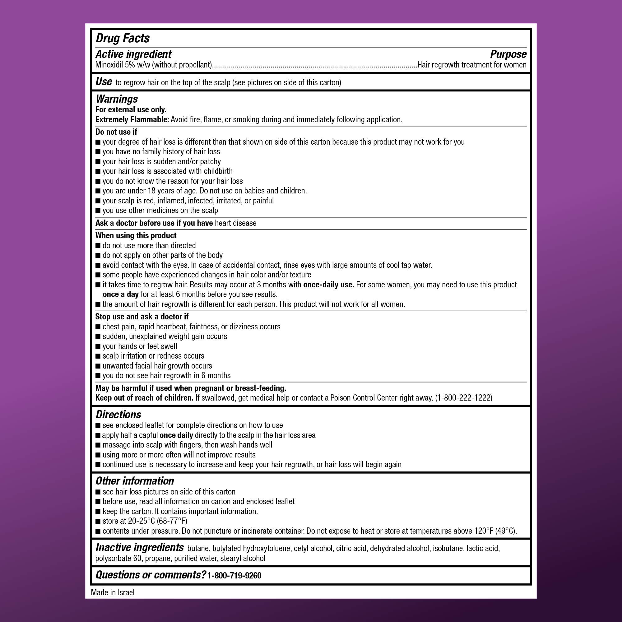 Amazon Basic Care Hair Regrowth Treatment For Women, Minoxidil 5% Topical Aerosol (Foam), 12 Month Supply, Unscented, 2.11 ounce (Pack of 6)