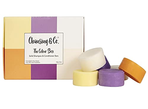 Cleansing & Co Natural Shampoo Bar and Conditioner Bar 6 Piece Sampler - Eco-Friendly, Zero Waste, 100% Compostable, Hand Made Bar Shampoo and Conditioner Bar Set for Hair (3xShampoo & 3x Conditioner)