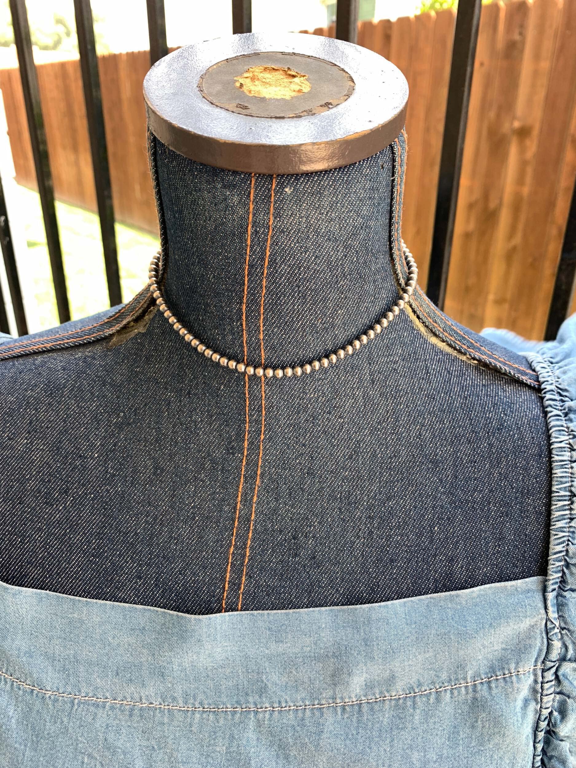 14" 4mm "Navajo Style" Sterling Pearls