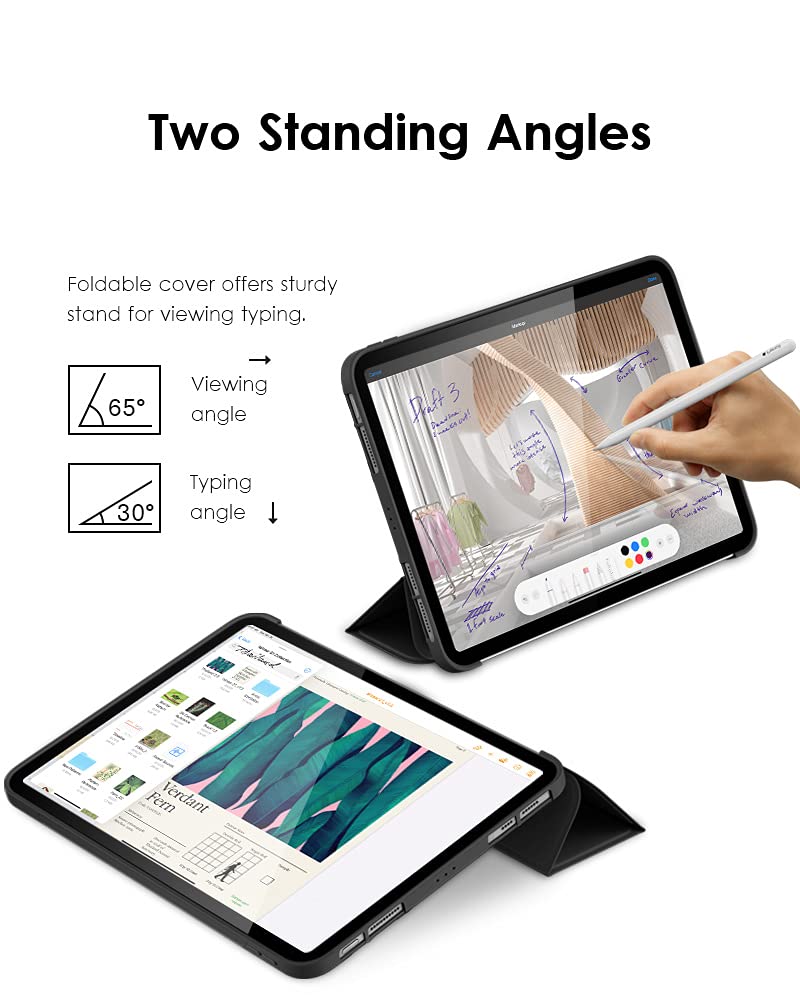 DTTO for iPad Pro 11 Inch 4th/3rd/2nd/1st Generation 2022/2021/2020/2018 Case, Also Fit iPad Air 11-Inch/5th/4th Gen, Slim Lightweight Trifold Stand Soft Back Cover,Auto Sleep/Wake,Black