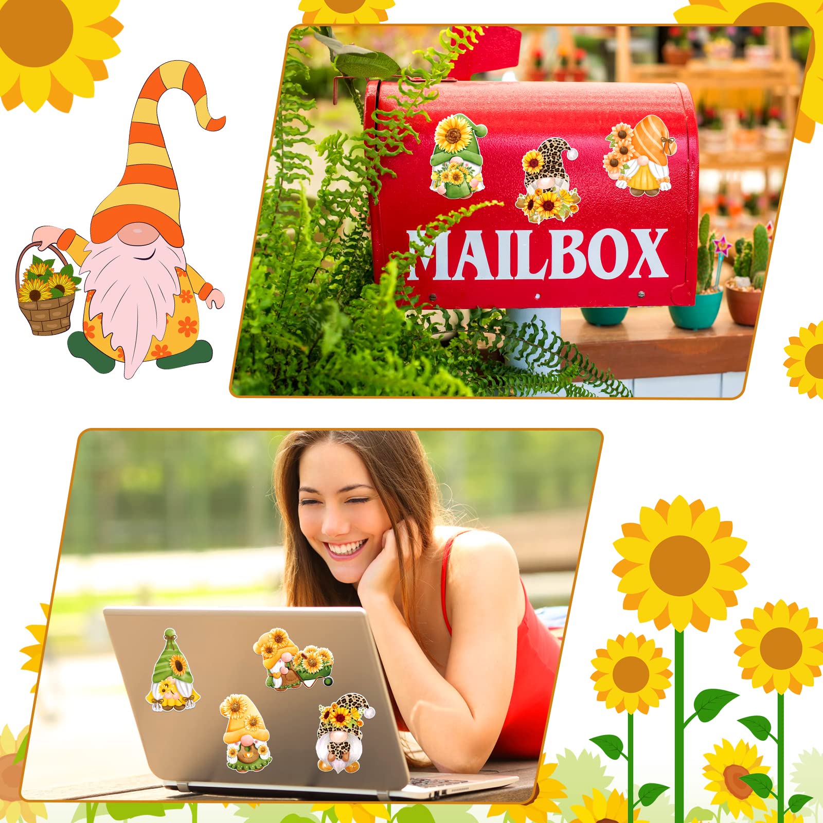 12Pcs Sunflower Gnome Refrigerator Magnets Spring Sunflower Party Decorations Spring Sunflower Refrigerator Magnets Sunflower Spring Gnome Fridge Garage Door Magnets for Fridge Car Mailbox Decor