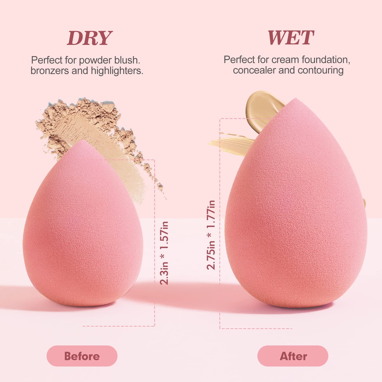 12PC Makeup Sponge Beauty Blender: WUZUN Make Up Sponges Set For Face Dry & Wet Use For Powder, Cream Or Liquid Application