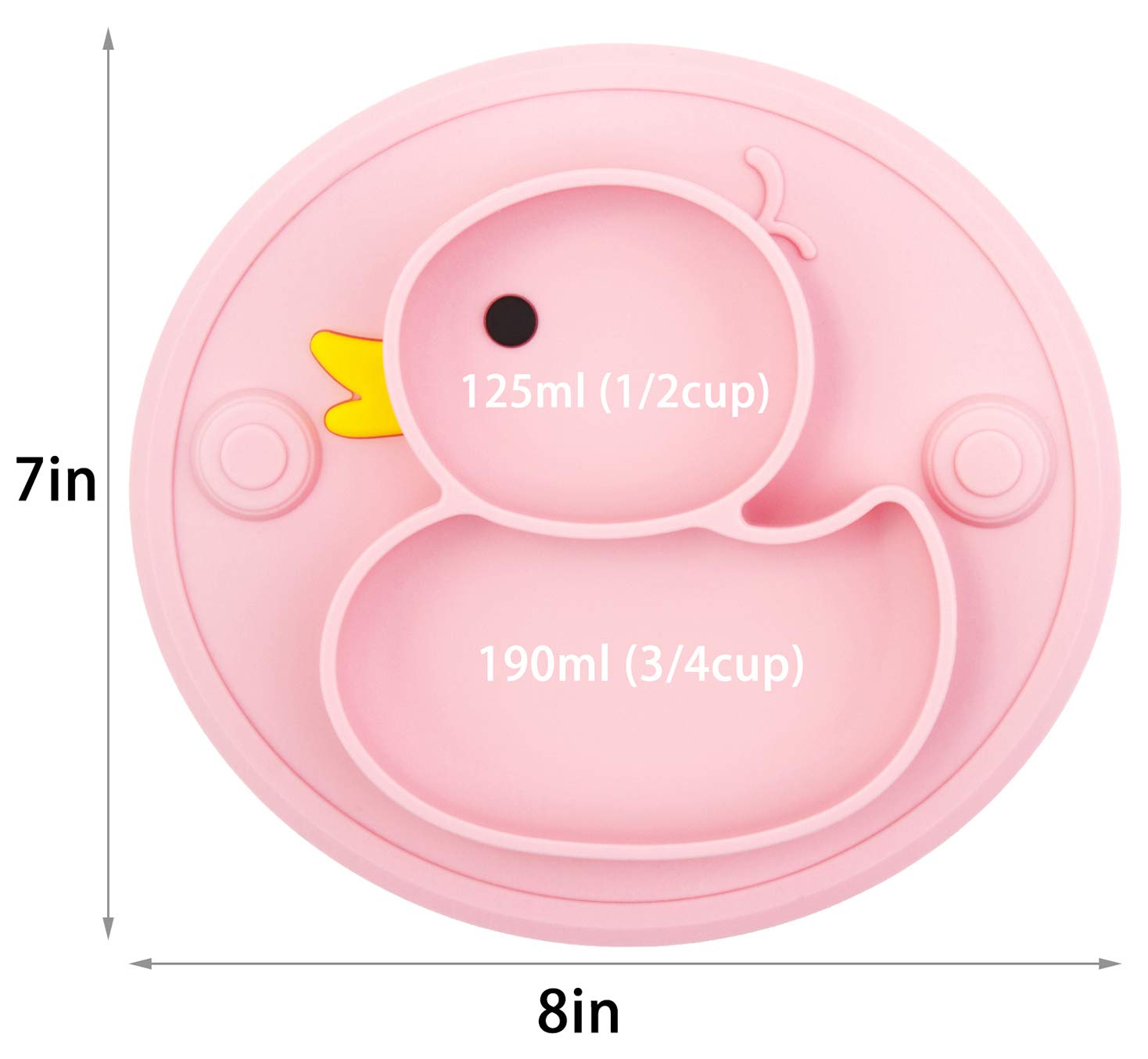 Baby Divided Plate Silicone- Portable Non Slip Child Feeding Plate with Suction Cup for Children Babies and Kids BPA Free Baby Dinner Plate