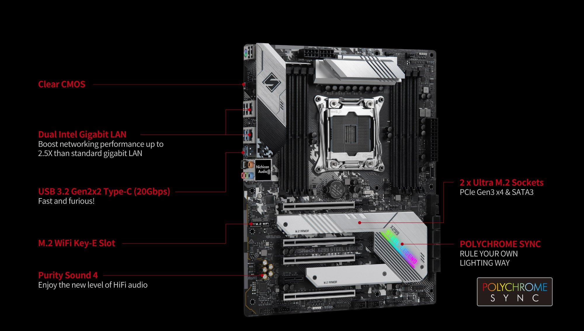 ASRock Intel X299 Chipset ATX Motherboard X299 Steel Legend